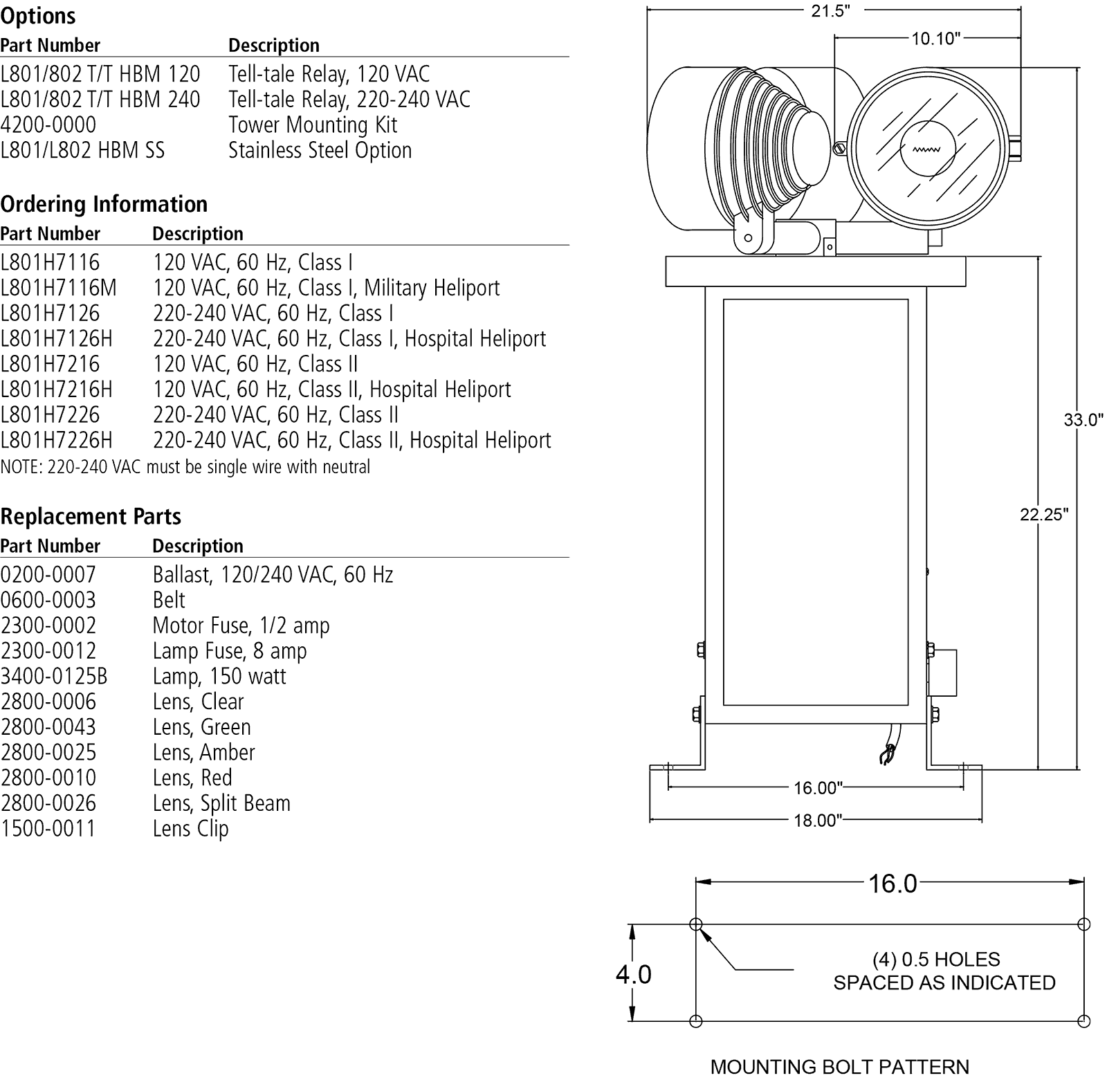 HBM 150/3 Heliport Rotating Beacon | L-801H & L-802H - Flight Light Inc.